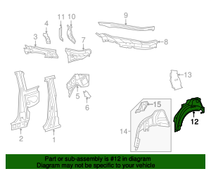 2011-2016 Scion tC Panel Quarter Wheel 61632-21050 | Toyota Parts Center