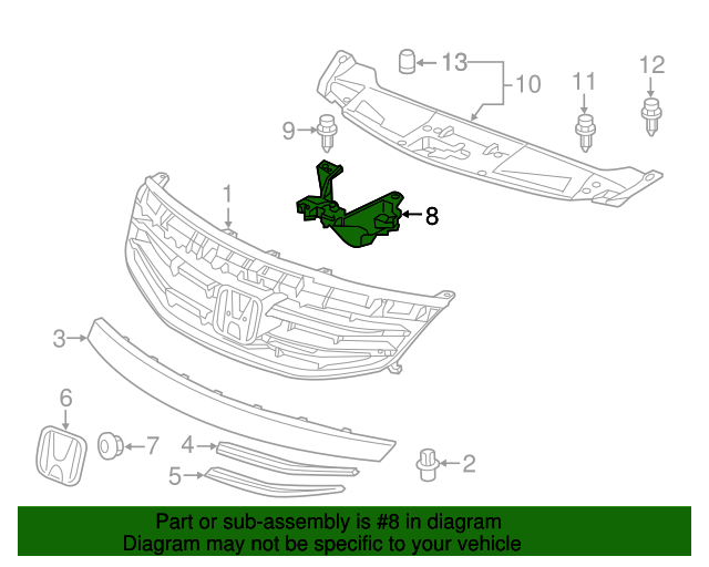 2011-2012 Honda Accord Stay, Front Grille 71103-TA0-A00 | OEM Parts Online