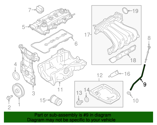 11150-ED00A - Engine Oil Dipstick Tube - 2009-2019 Nissan | Nissan OEM ...