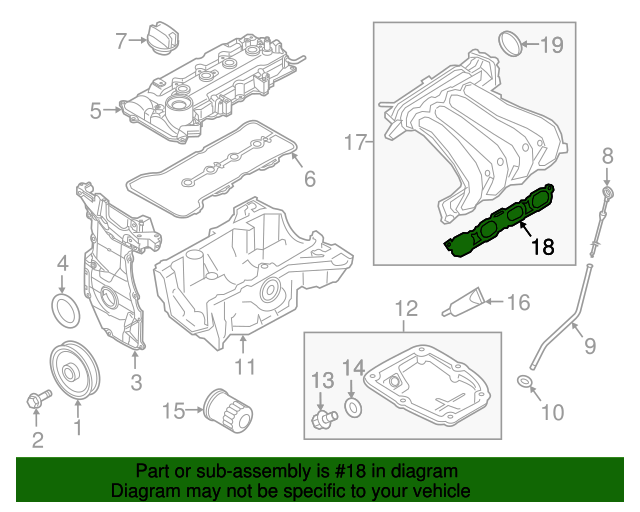 2012-2019 Nissan Manifold Gasket 14035-1HK0A | Nissan Parts OEM