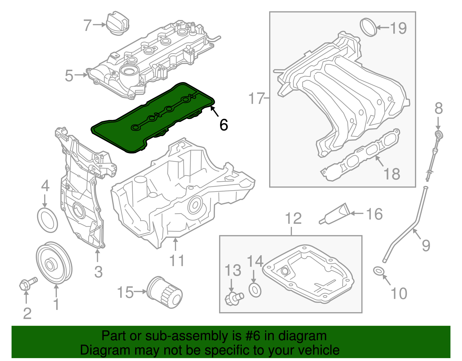 2012-2019 Nissan Valve Cover Gasket 13270-1KT0A | My Nissan Part