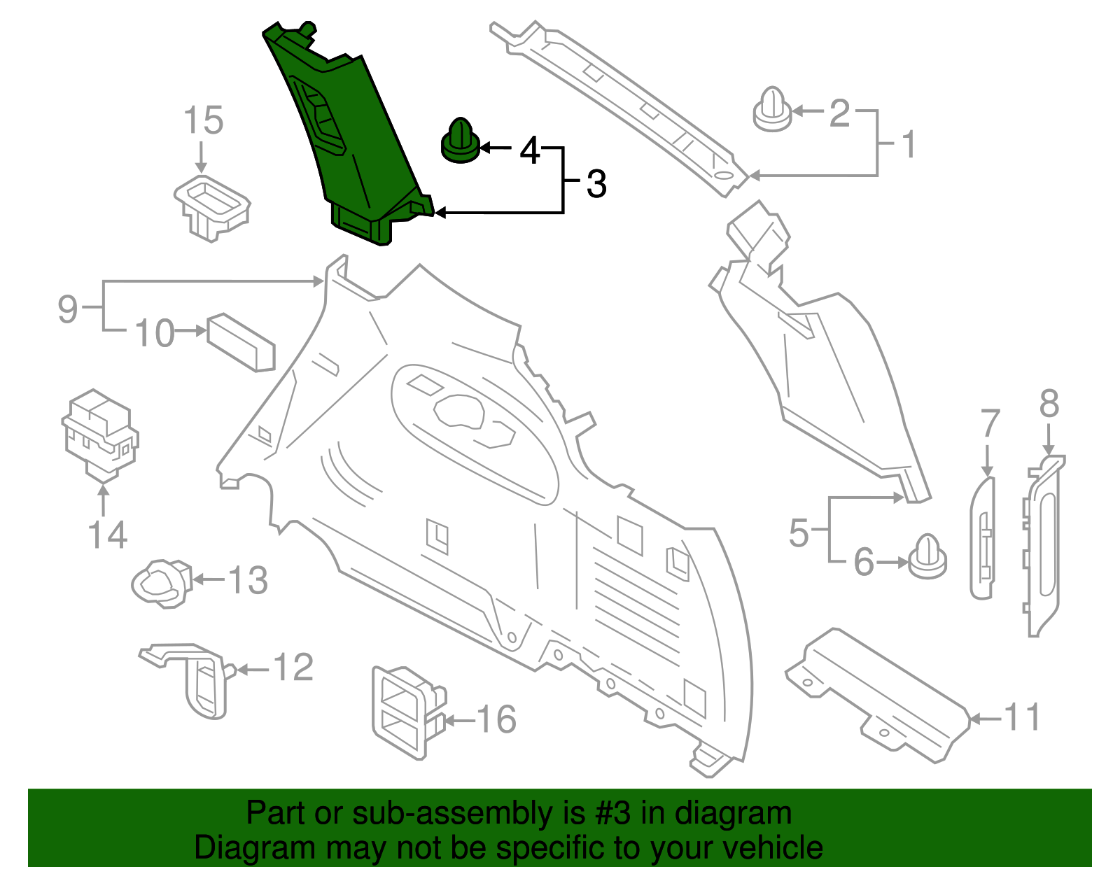 2017-2024 Nissan Armada Lock Pillar Trim 76934-6JL0A | Scott Evans ...