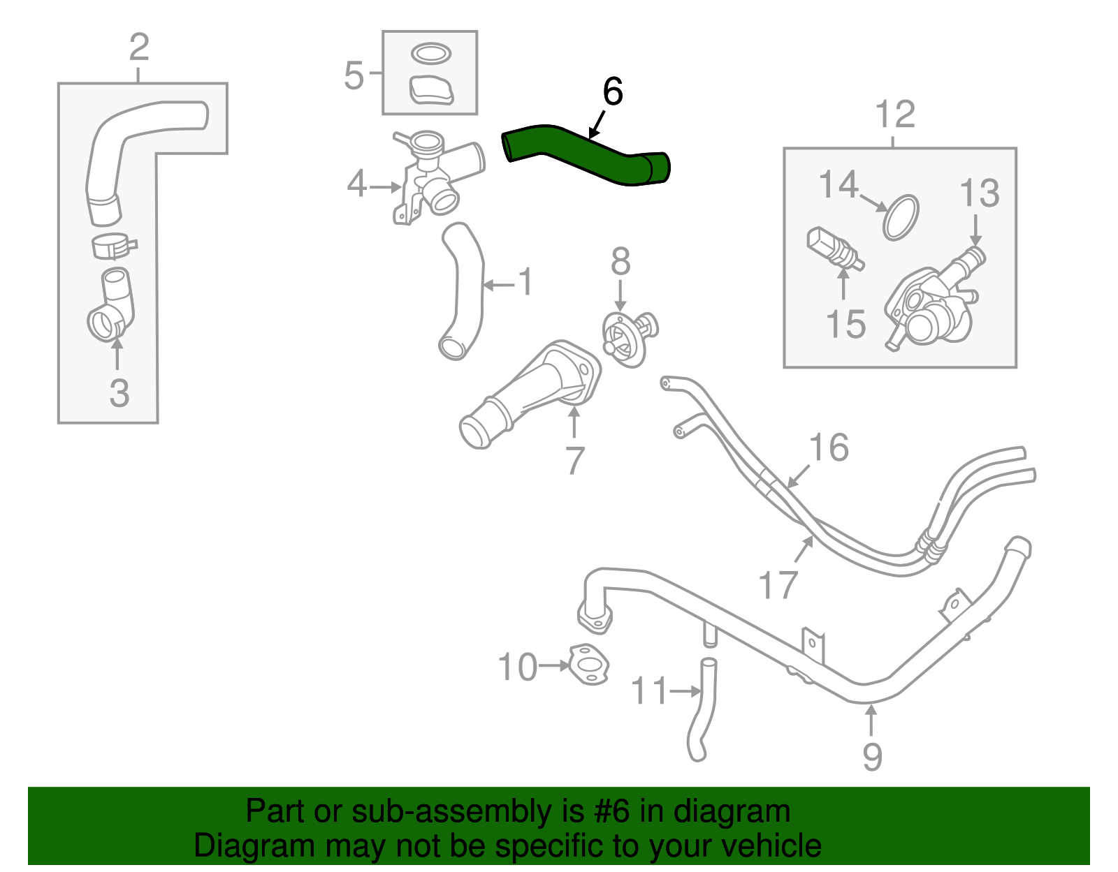 2014-2018 Kia Coolant Hose 25411-3X150 | QuirkParts