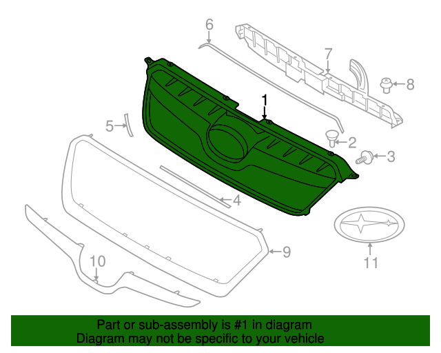 91122FJ020 - Upper Grille - 2013-2018 Subaru | World OEM Parts Subaru