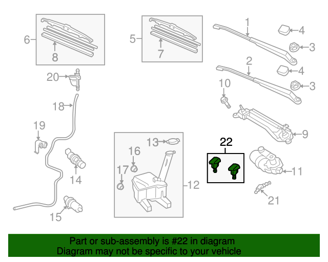 2012 Toyota Yaris Washer Nozzle 85381-52461 | Toyota Parts