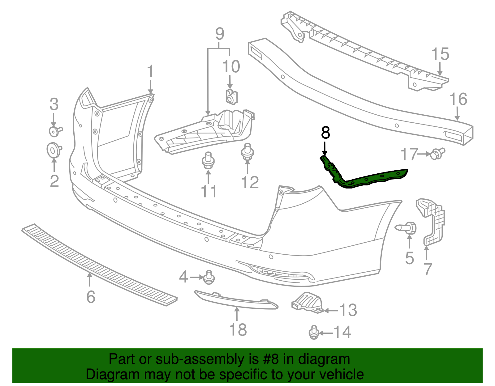 71593-THR-A01 - 2018-2024 Honda Odyssey - Spacer R Rear Bumper Side ...