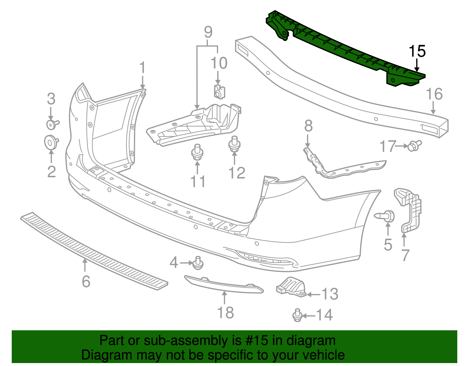 71570-THR-A00 - 2018-2024 Honda Odyssey - Absorber Rear Bumper ...