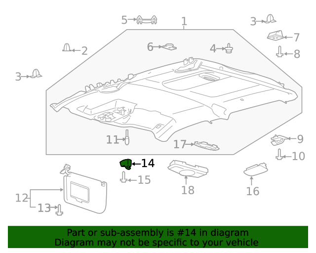 2015-2024 Ford Sun Visor Holder - Driver's Side (LH) FL3Z-1504133-AB ...