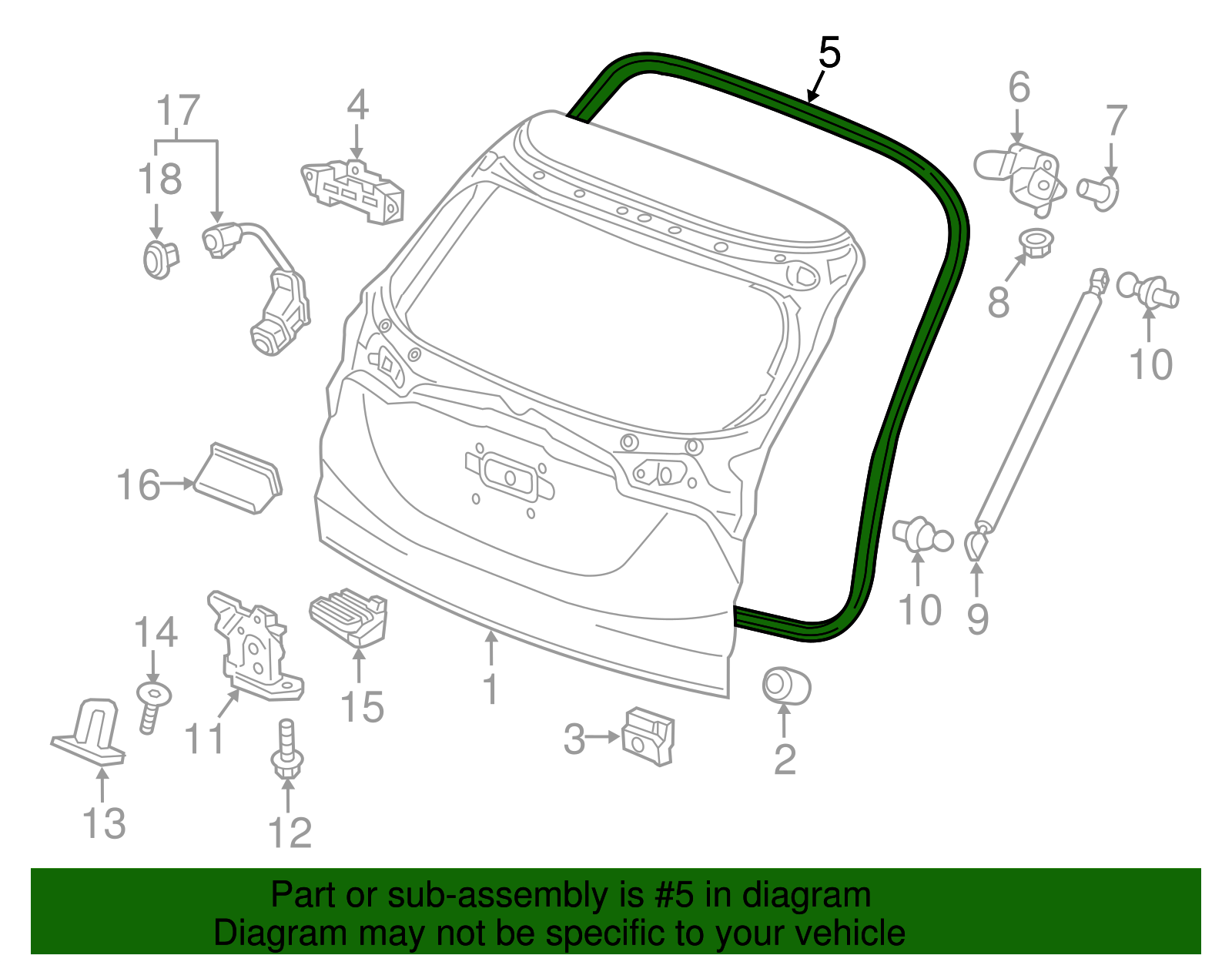 74440-T7A-003 - Lift Gate Weather-Strip 2016-2022 Honda HR-V | Honda Parts Online