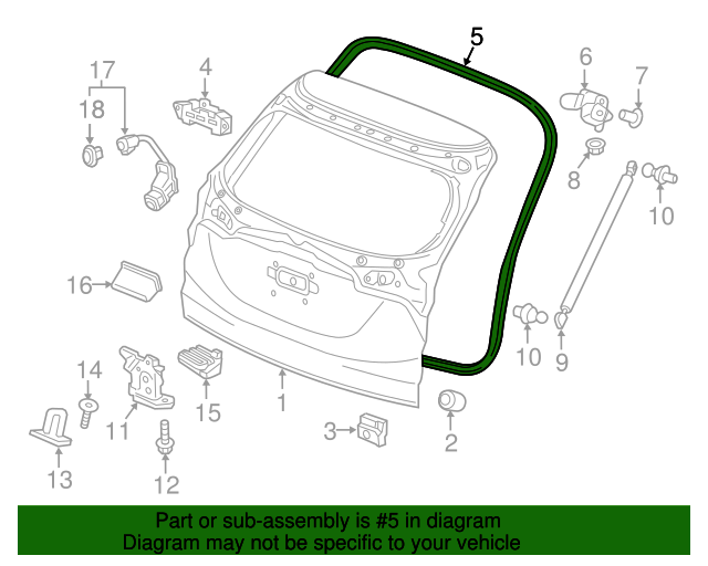 74440-T7A-003 - Lift Gate Weather-Strip 2016-2022 Honda HR-V | Honda ...