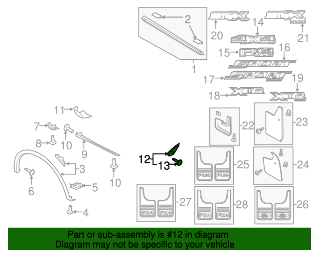 2015-2019 Ford F-150 Rear Molding FL3Z-1029038-A | TascaParts.com