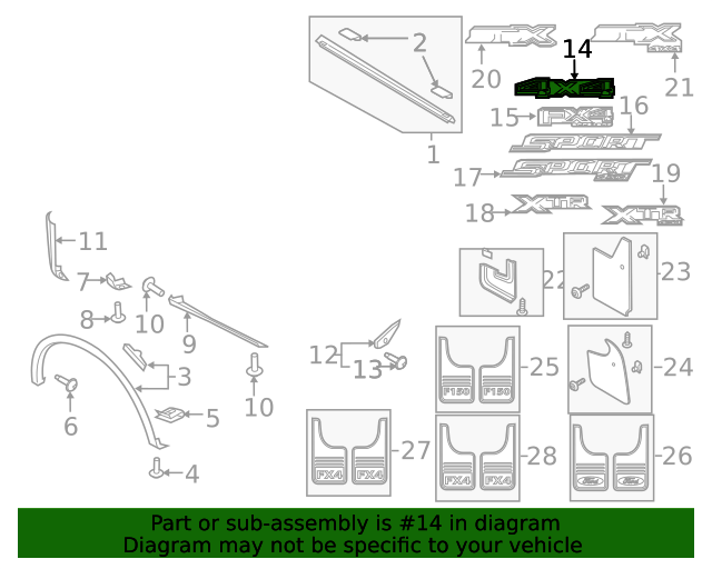 2015-2016 Ford F-150 4x4 Magnetic Gray Pickup Box Body Side Decal ...