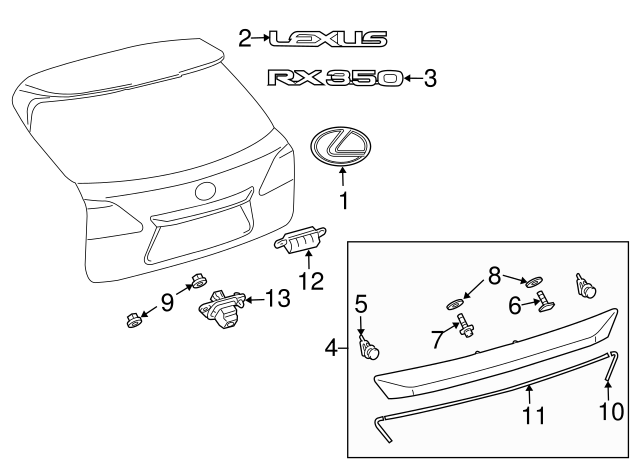 76801-0E230 - Lift Gate Trim 2013 Lexus | Lexus Parts Outlet