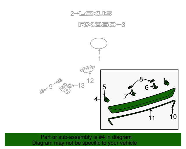 2013 Lexus Lift Gate Trim 76801-0E230 | OEM Parts Online