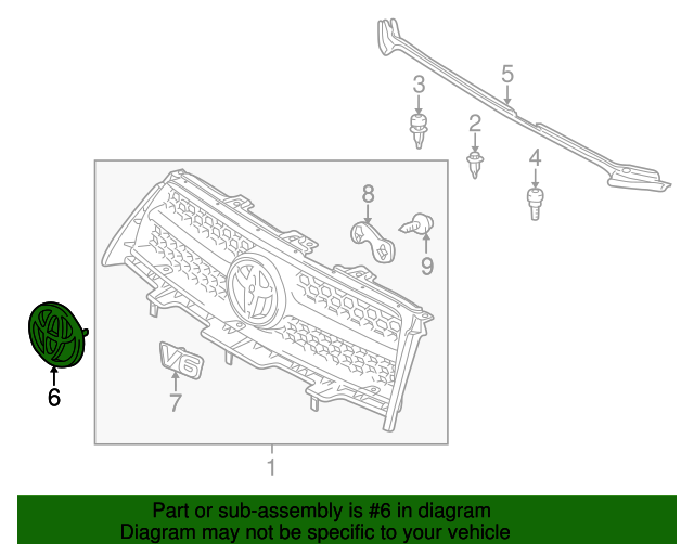 90975-02100 - Grille Emblem 2008-2012 Toyota | Longo Toyota Parts