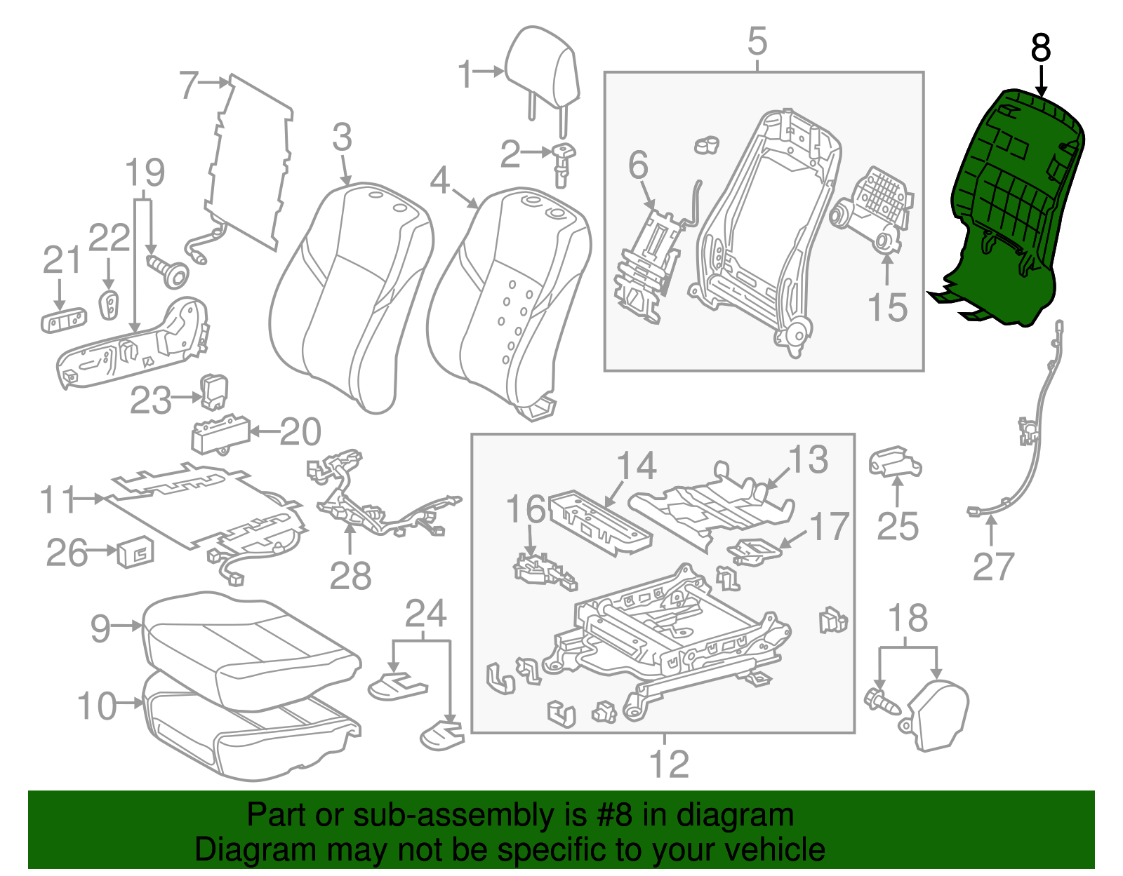 2013-2018 Toyota Avalon 2013-2018 Toyota Avalon - Seat Back Panel 71705 ...