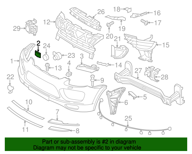 958-505-773-00 - Bumper Cover Support Rail 2011-2014 Porsche Cayenne ...