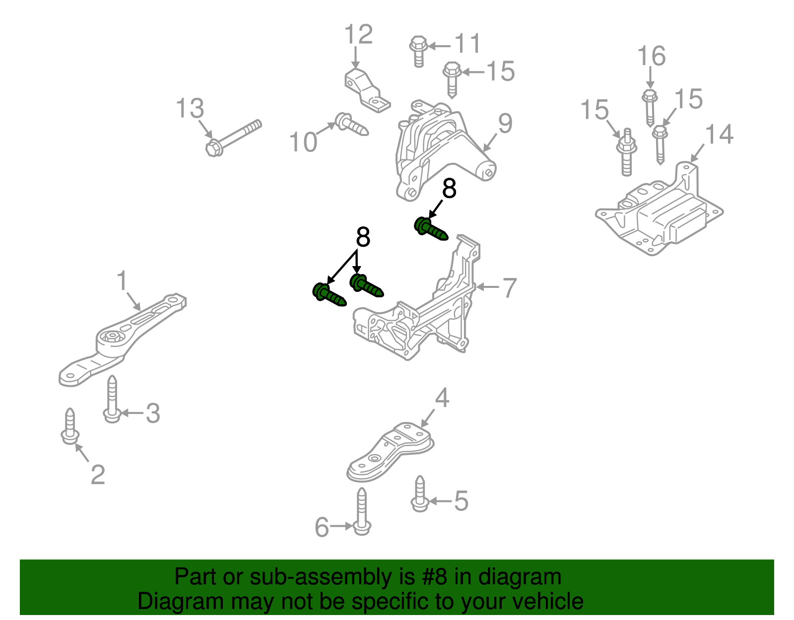 2016-2018 Audi A3 Sportback e-tron Mount Bracket Bolt N-911-055-01 ...