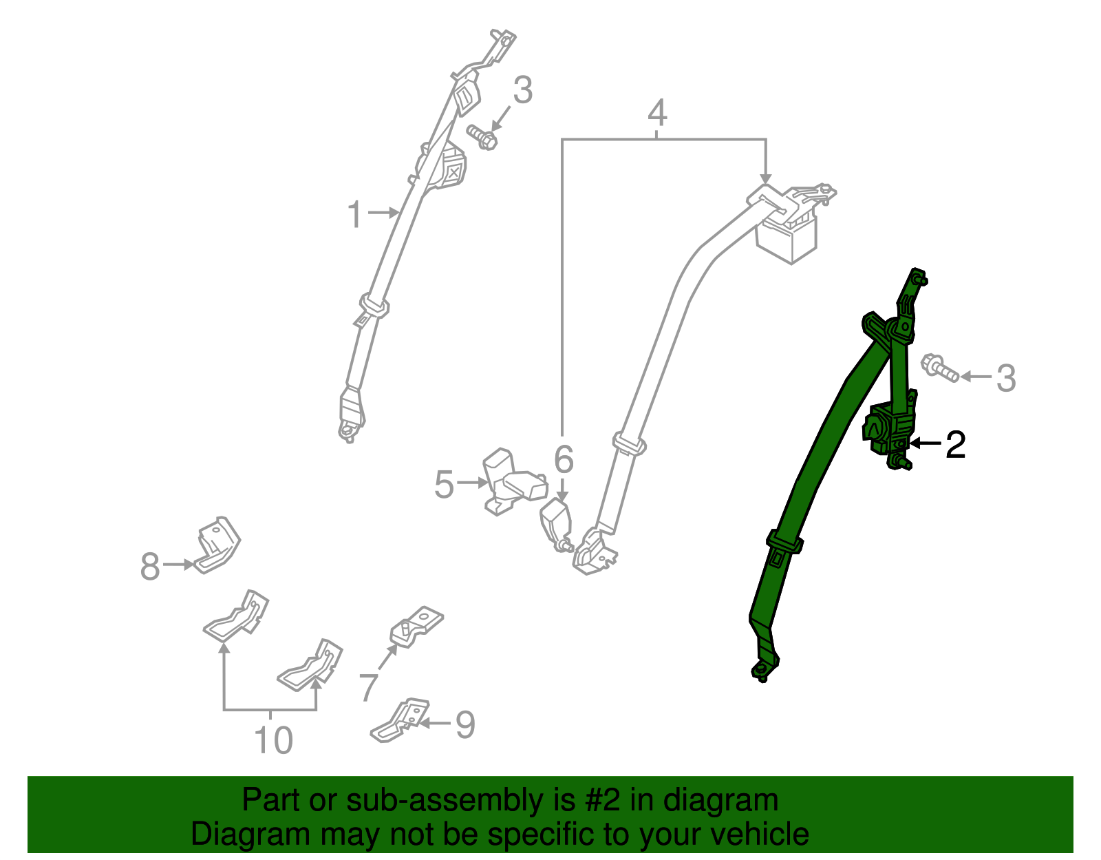 Hyundai - 89810-D2500-VHC - Lap & Shoulder Belt - 2017-2019 Genesis G90 ...