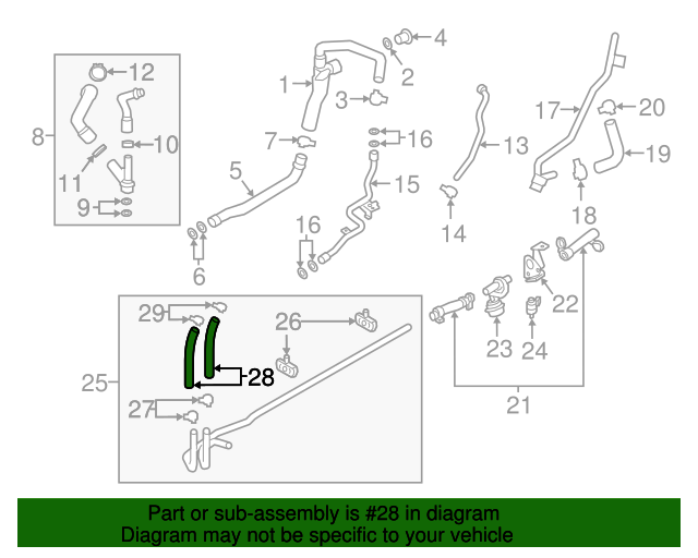 2012-2020 Porsche HVAC Heater Hose 991-572-585-01 | Gaudin Porsche Parts