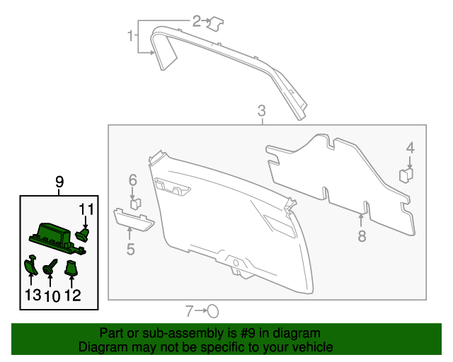 2017-2023 GMC Acadia Jet Black Liftgate Trim Finish Panel Pull Cup ...