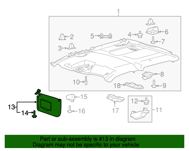 2017-2022 Ford Sun-Visor - Driver's Side (LH) HC3Z-2504105-NC ...