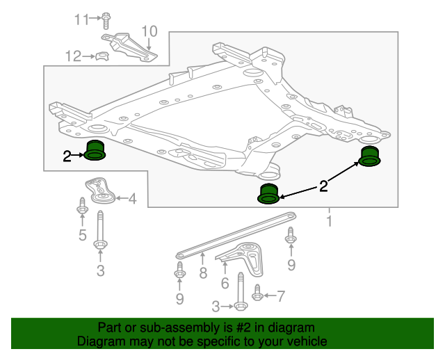 2018-2021 GM Rear Suspension Cradle Insulator 84234621 | GMPartsDirect.com