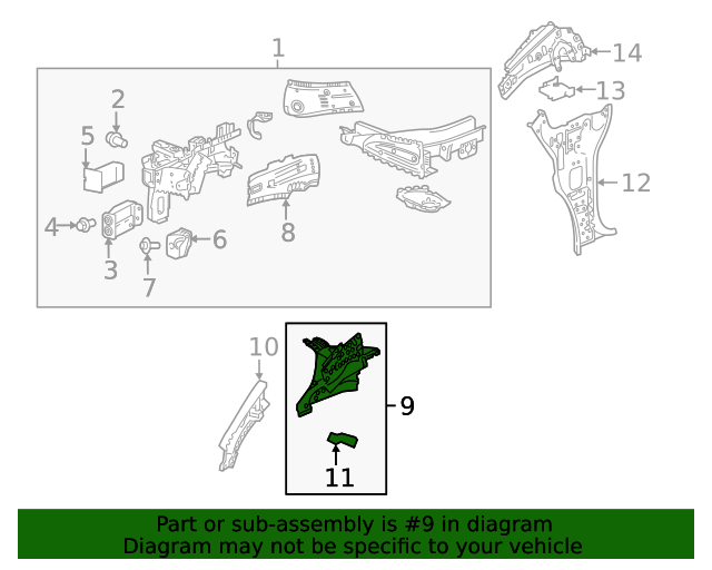2018-2023 Chevrolet Bolt EV Fender Rail 42783740 | GMPartsDirect.com