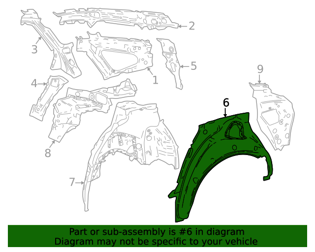 2021-2024 Toyota Mirai Outer Wheelhouse 61632-62900 | Discount Parts ...