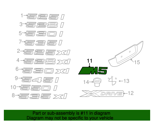 Genuine OEM BMW Nameplate Part# 51147898126 Fits 2006-2010 BMW M5: Up ...