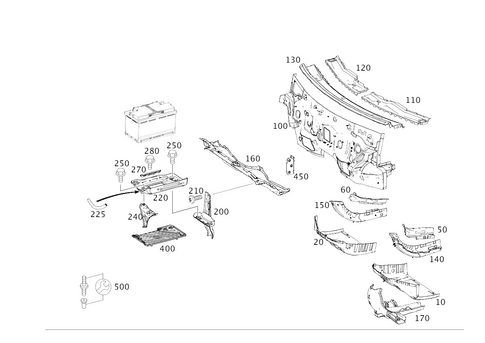 Fire Wall and Connection Parts for 2014 Mercedes-Benz B Electric Drive ...