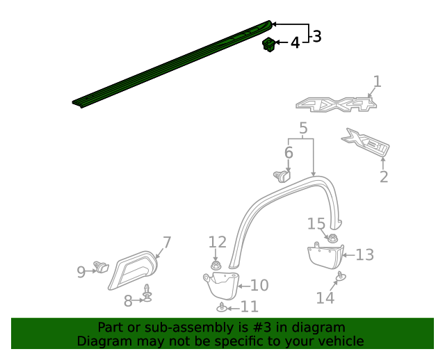2020-2024 GMC Black Passenger Side Pickup Box Side Upper Molding ...