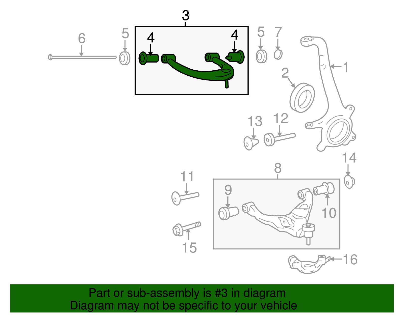48610-60070 - Suspension Control Arm (Right, Front, Upper) 2003-2024 ...