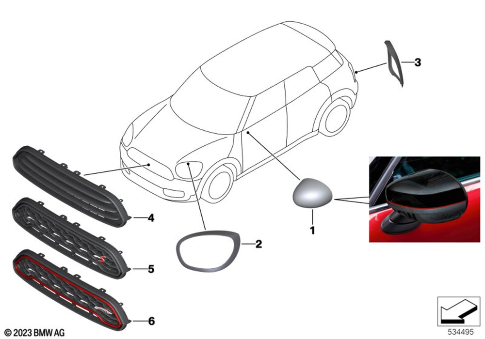 2016-2024 Mini Trim Ring, Headlight, Right 51138739352 | Retail ...