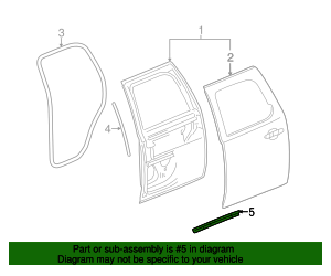 Genuine OEM Passenger Side Rear Door Lower Auxiliary Weatherstrip Part ...