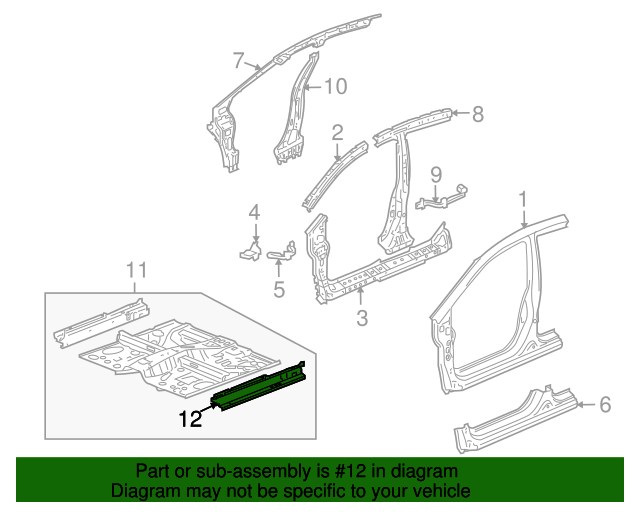65141-TM8-A00ZZ - Inner Rocker 2010-2014 Honda Insight | Honda Parts Online