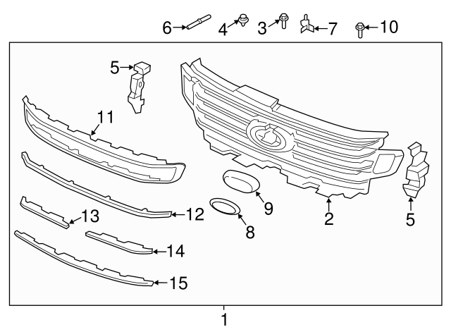 JL1Z-8200-AD - Grille Assembly 2018-2021 Ford Expedition | Ford Parts ...