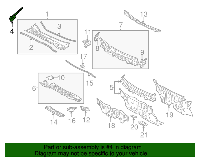2011-2020 Toyota Sienna Cowl Seal (Right, Front) 53866-08020 | OEM ...