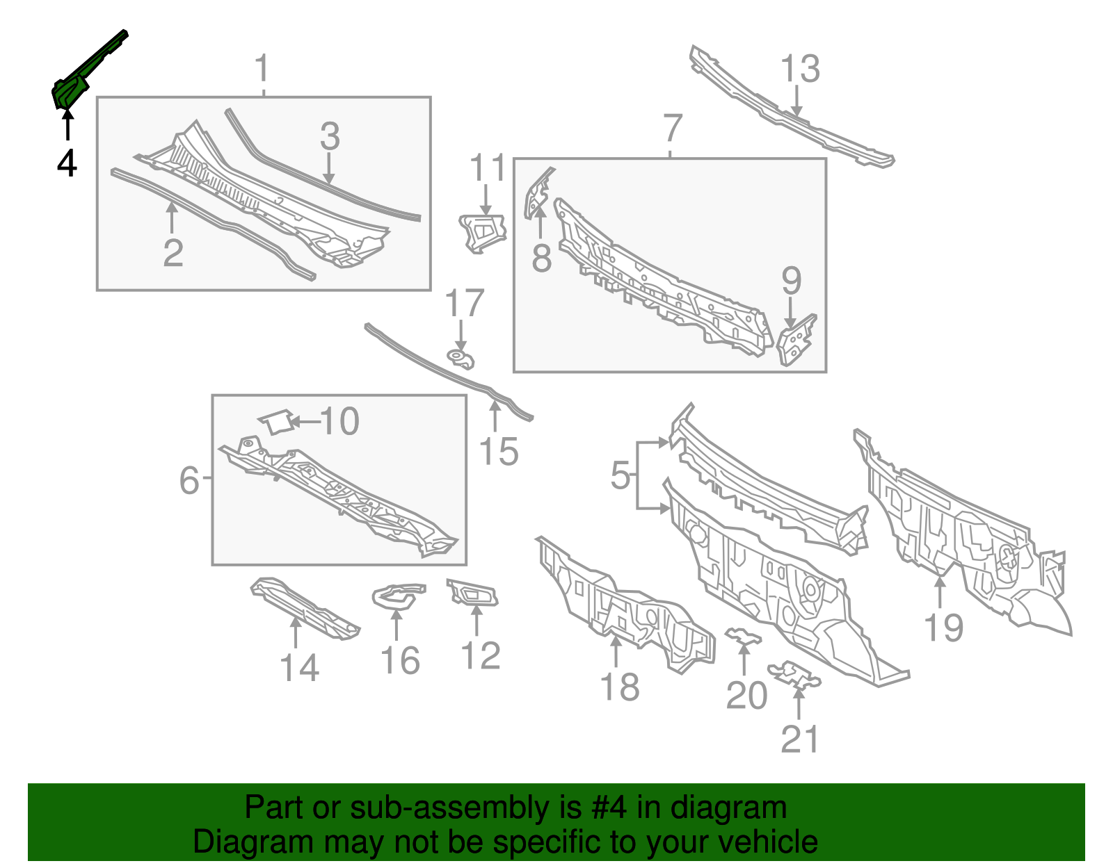 2011-2020 Toyota Sienna Cowl Seal (Left, Front) 53867-08020 | Toyota ...
