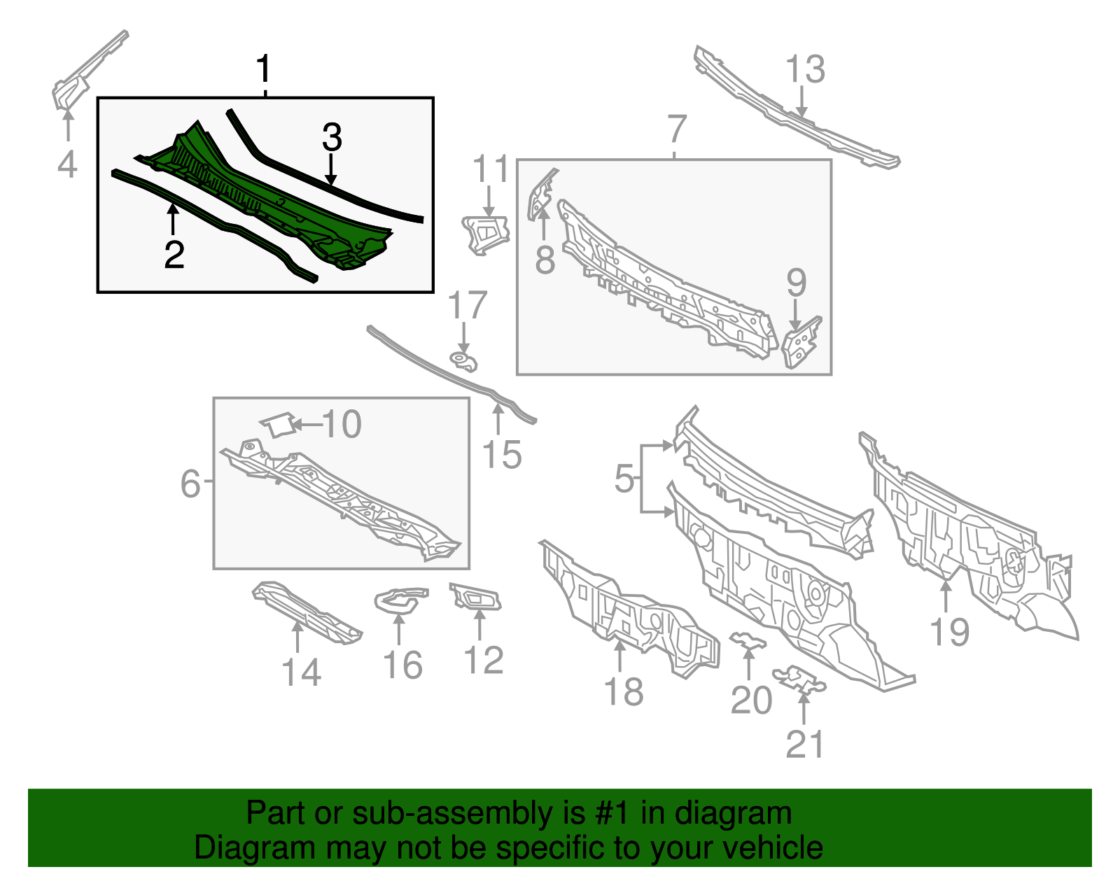 2011-2020 Toyota Sienna Cowl Grille 55708-08040 | OEM Parts Online