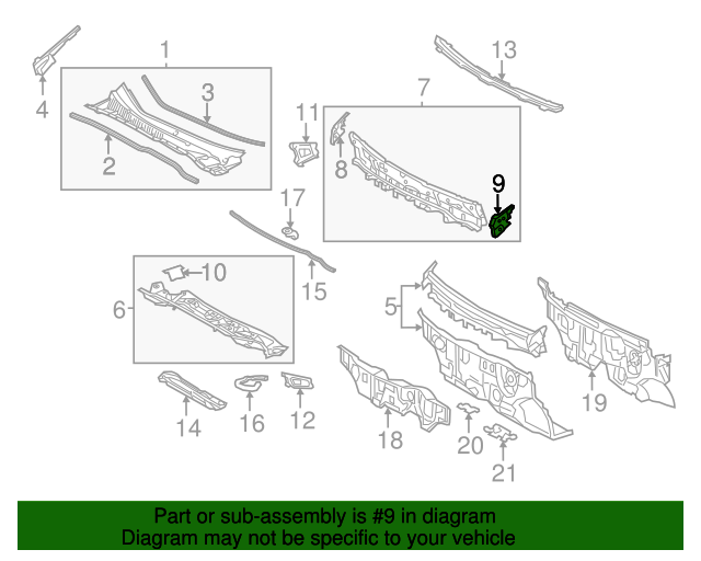 2011-2020 Toyota Sienna Cowl Panel Gusset 55716-08010 | Toyota Parts Center