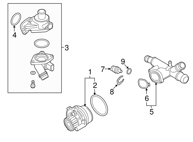 2002-2015 Audi Engine Coolant Thermostat Housing Gasket 06B-121-119-B ...