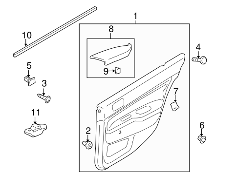 Interior Trim - Rear Door for 2010 Mitsubishi Lancer | Mitsubishi ...