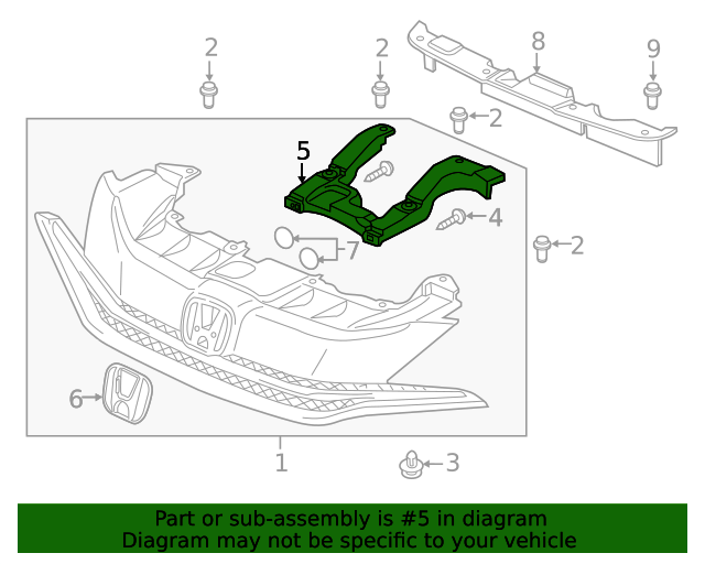 71126-TS8-A51 - Stay, Front Grille - 2014-2015 Honda Civic | Honda Car ...