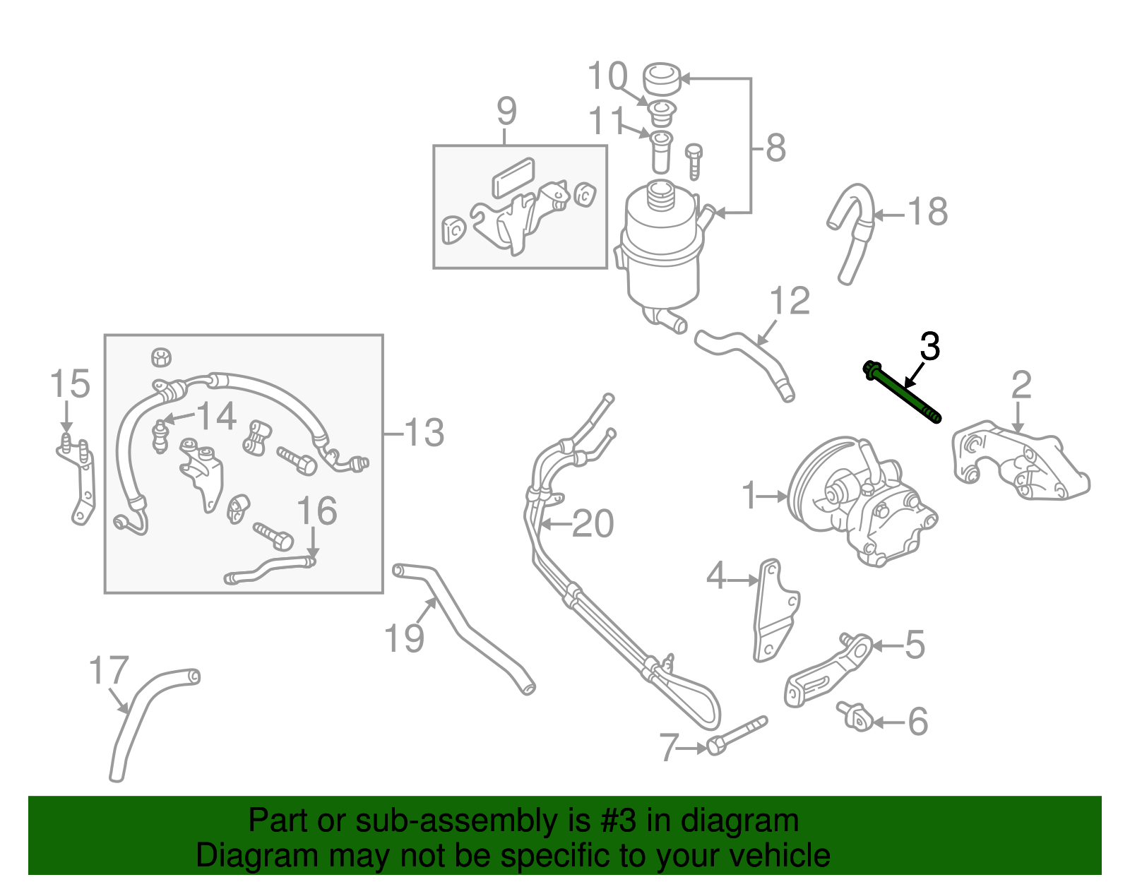 Mazda Parts For 1999-2001 Mazda Protege Power Steering Pump Bolt B456 ...