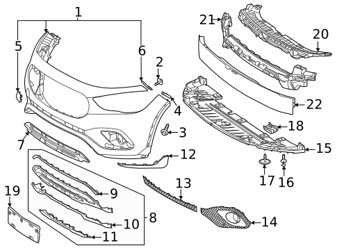 Bumper & Components - Front for 2021 Mercedes-Benz GLA 250 | Mercedes ...
