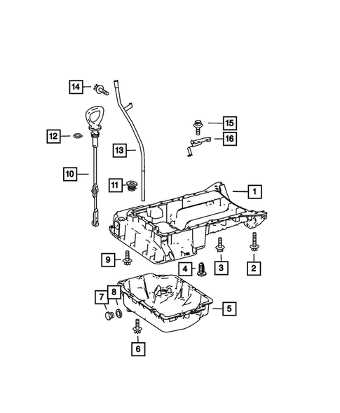 Engine Oiling, Oil Pan and Indicator (Dipstick) for 2008 Dodge Sprinter ...