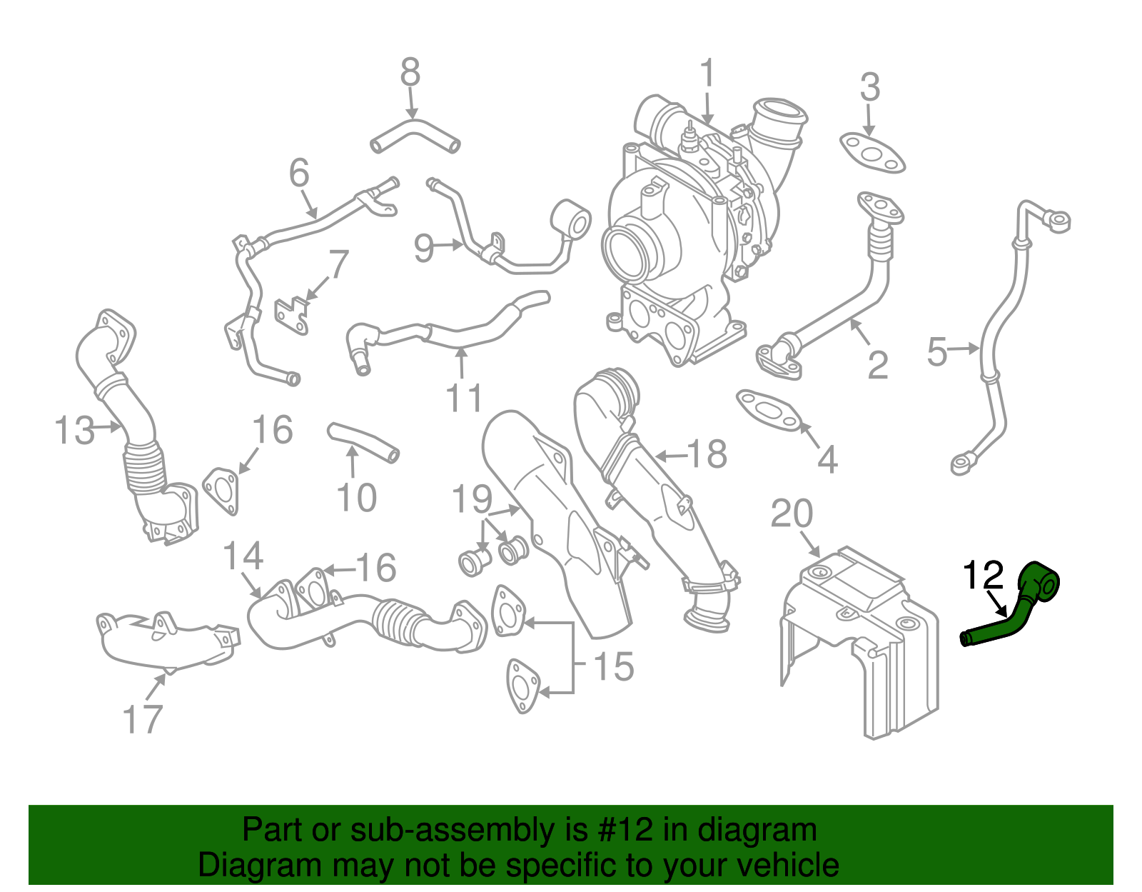 2010-2016 GM Turbocharger Coolant Feed Hose 12652720 GM | GMPartsDirect.com