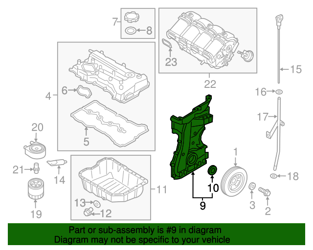 Genuine OEM Timing Cover Part# 21350-2G300 Fits 2013-2016 Hyundai: Up ...