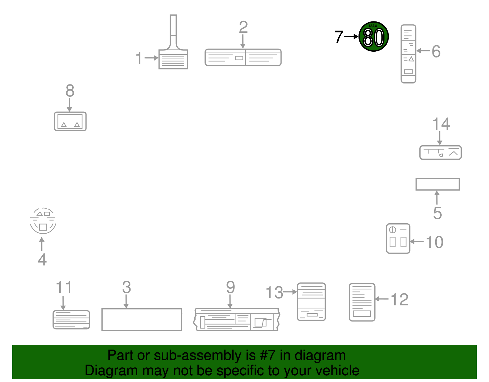 13267271 - Tire Pressure Decal 2012-2025 GM | Gateway Buick GMC Parts